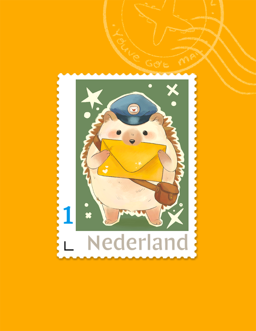 Hedgehog postman | NL Postage stamps – Aiko Graven